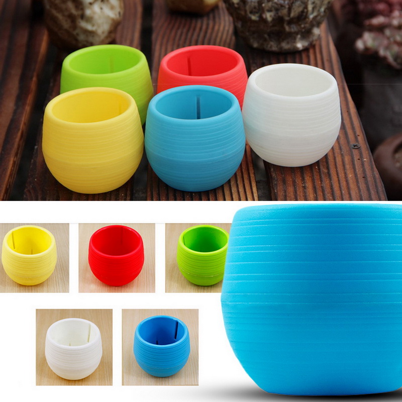 4PC Cute Mini Flower Pots Colourful Round Plastic ... – Grandado