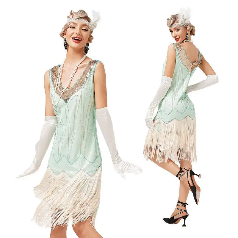 Vintage 1920s tyylinen, v-aukkoinen, tuplatupsulli... – Vicedeal