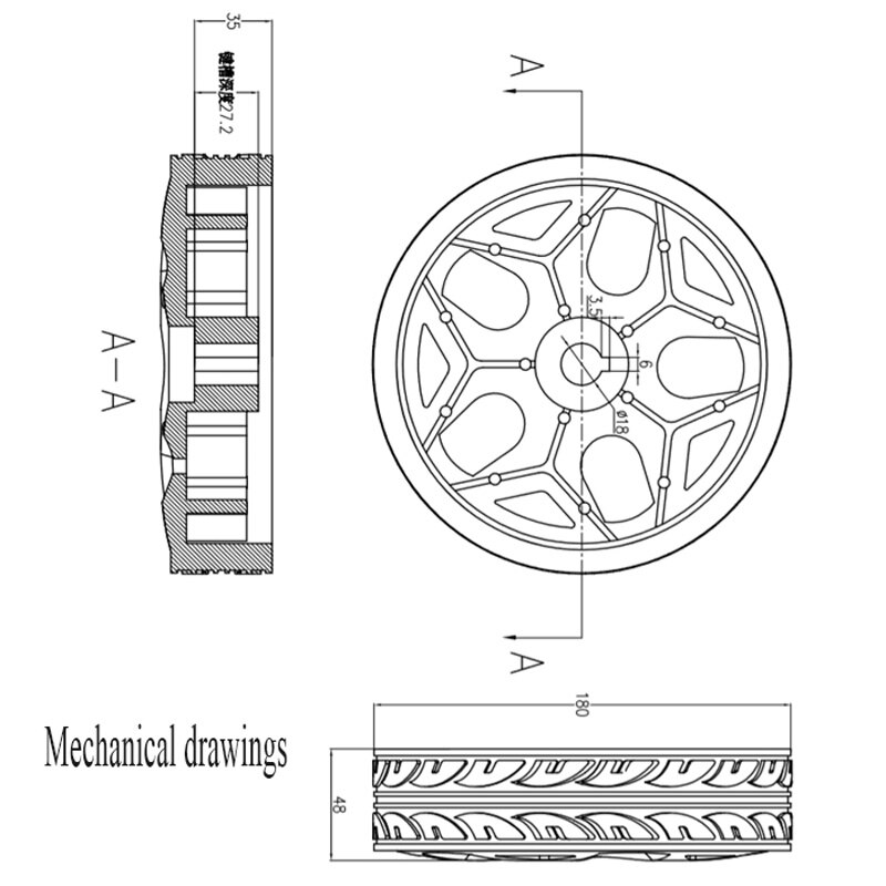 180mm solid rubber load-bearing wheels, driving wh... – Vicedeal