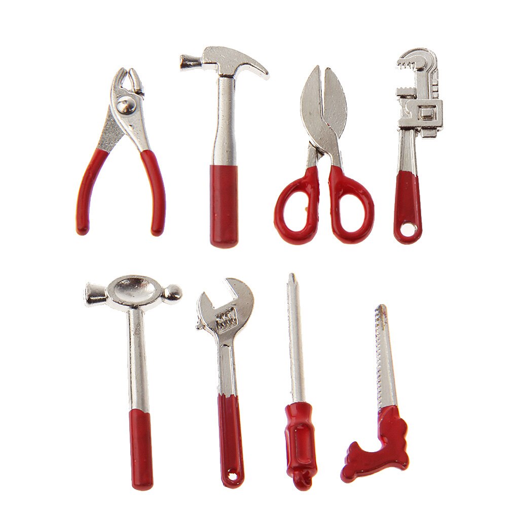 1:12 Dolls House Miniature Red Metal Hand Tools Se... – Grandado