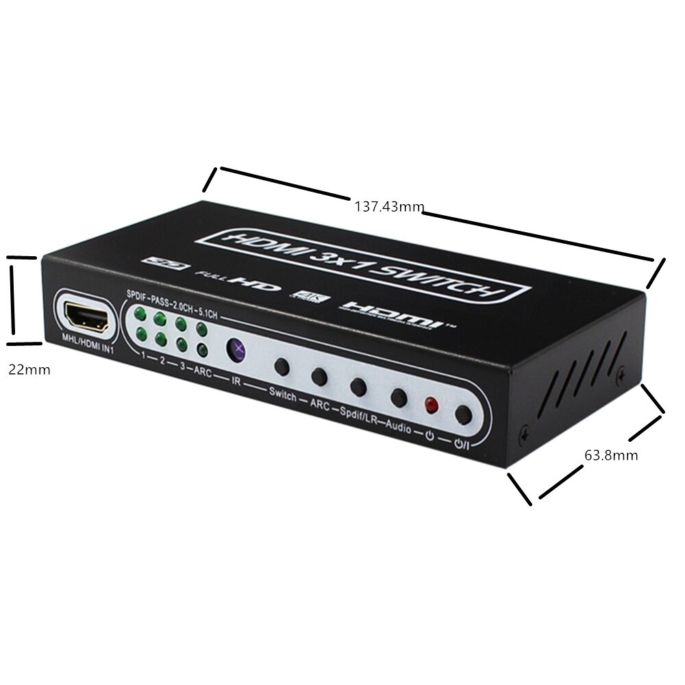 HDMI switcher with audio separation 3X1 three in o... – Grandado