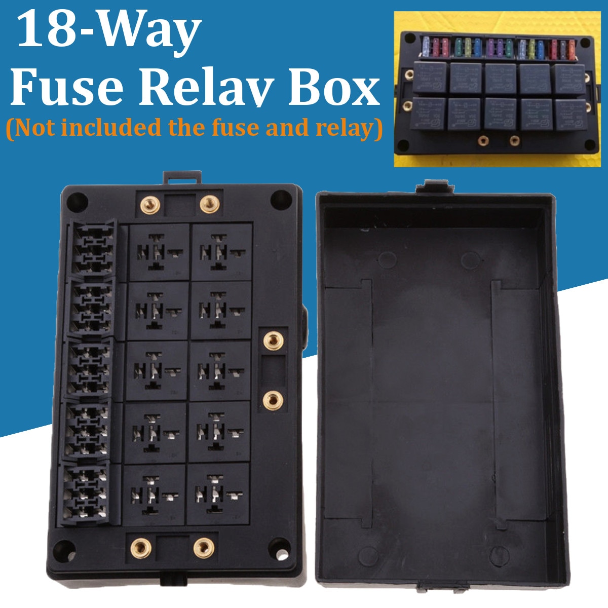 Black Car Auto Automotive 18 Way Fuse Relay Box Ho... – Vicedeal
