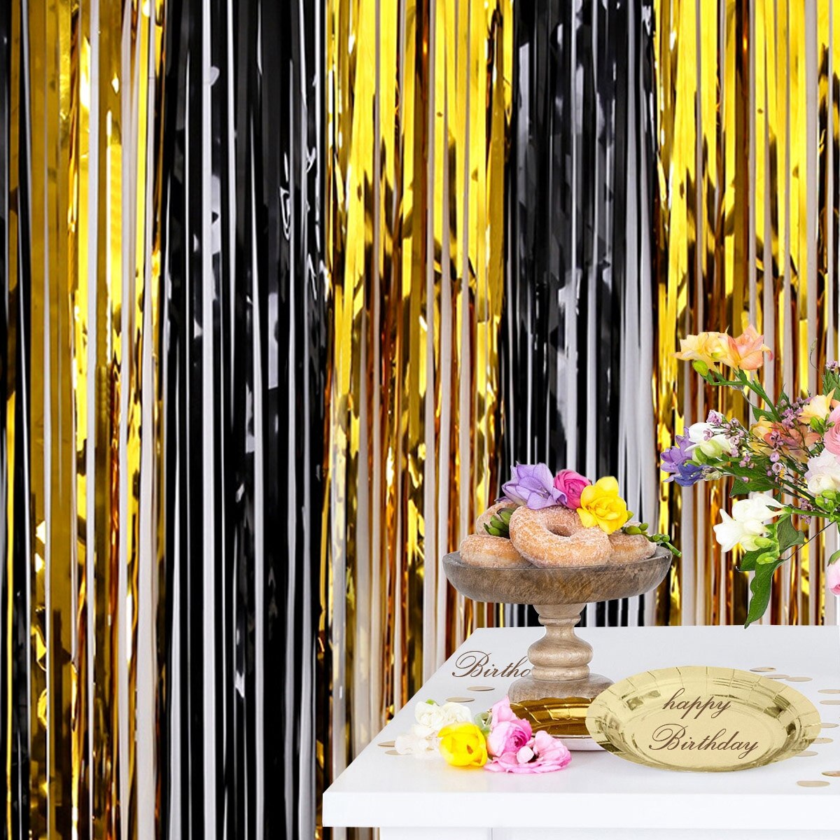 Black Golden Party Background Curtain Sequin Backd... – Grandado
