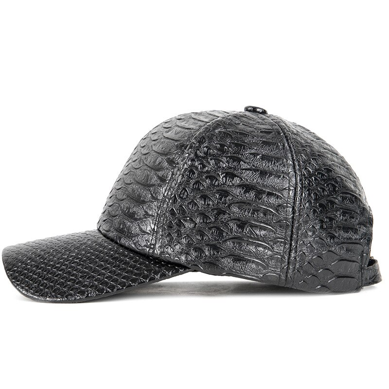 Crocodile Print Leather Baseball Cap Autumn Winter... – Grandado