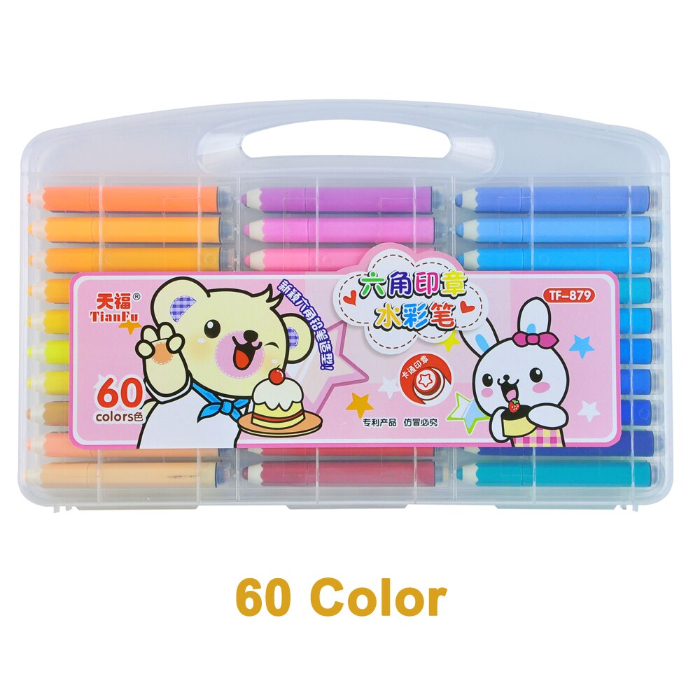 60 Colors Stamp Watercolor Pens Cute Pencil Shaped... – Grandado
