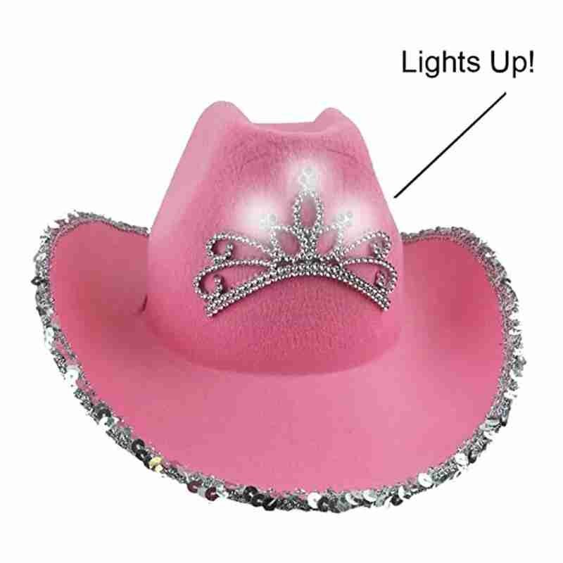 Kvinner jente rosa paljetter tiara cowgirl hat let... – Vicedeal