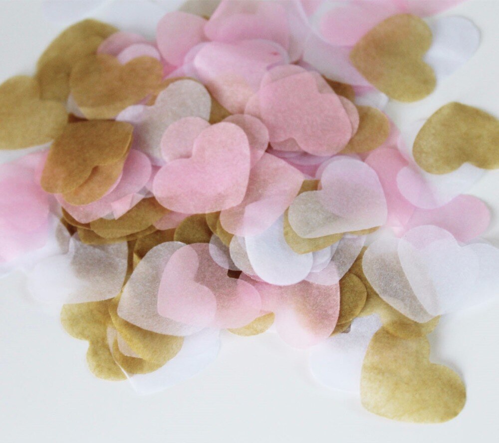 Guests Gold white pink mixture heart wedding confe... – Grandado