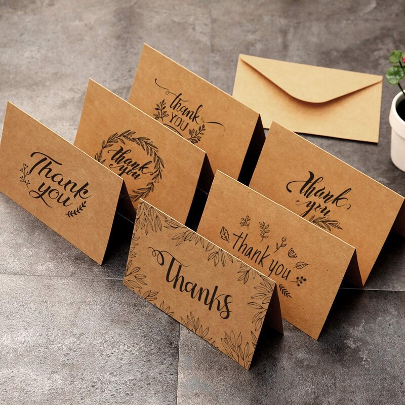 3Pcs Vintage Kraft Paper Thank You Notes Thank you... – Grandado