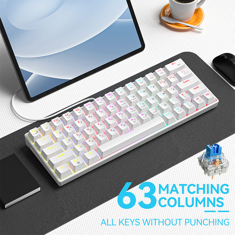 Keyboard Green Red shaft Axis 63-Keys Mixed-Light ... – Grandado