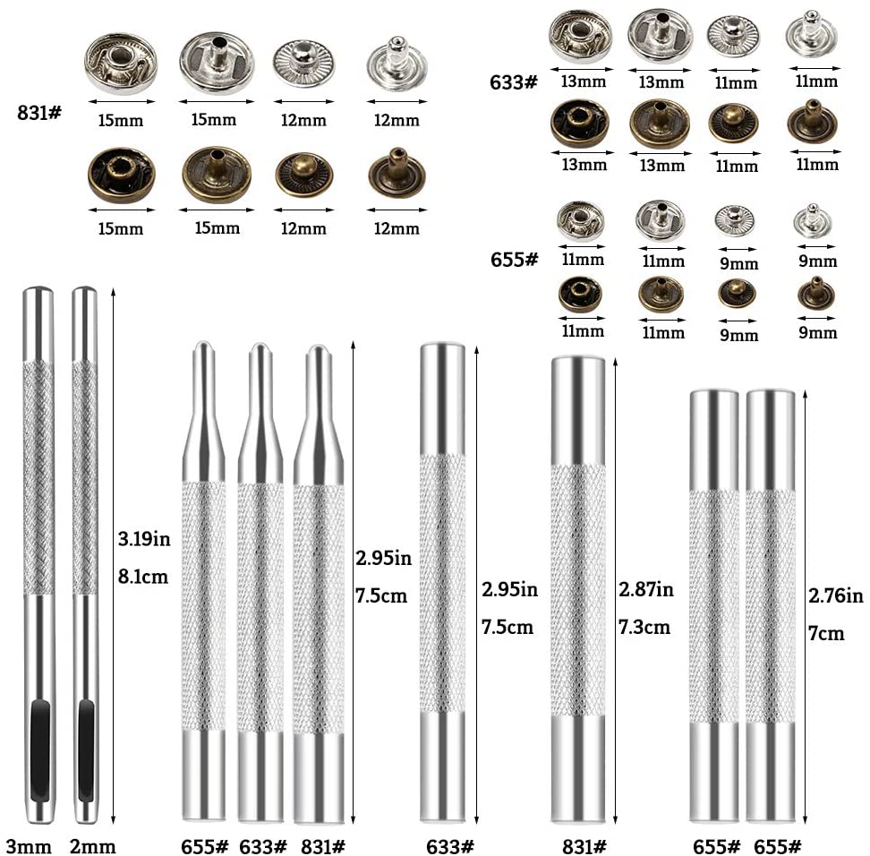 LMDZ Leather Snap Fasteners Kit,Metal Snaps with S... – Grandado