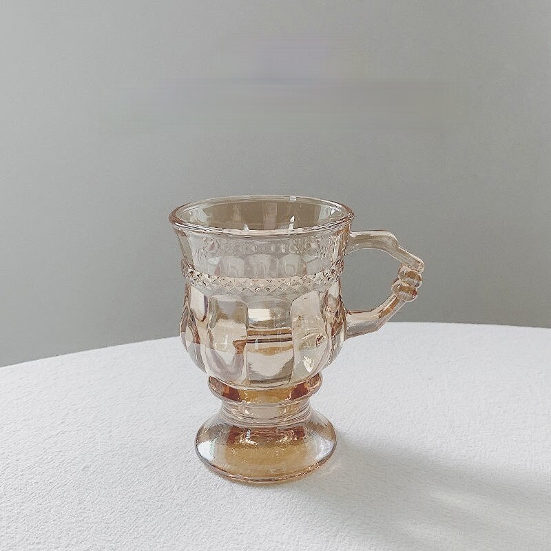 Ins Amber Embossed Goblet Mini Champagne Glass Res... – Grandado