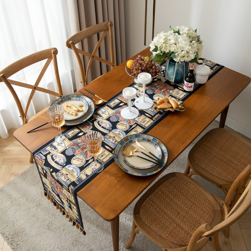 Nordic Light Luxury Table Runner Embroidered Jacqu... – Grandado