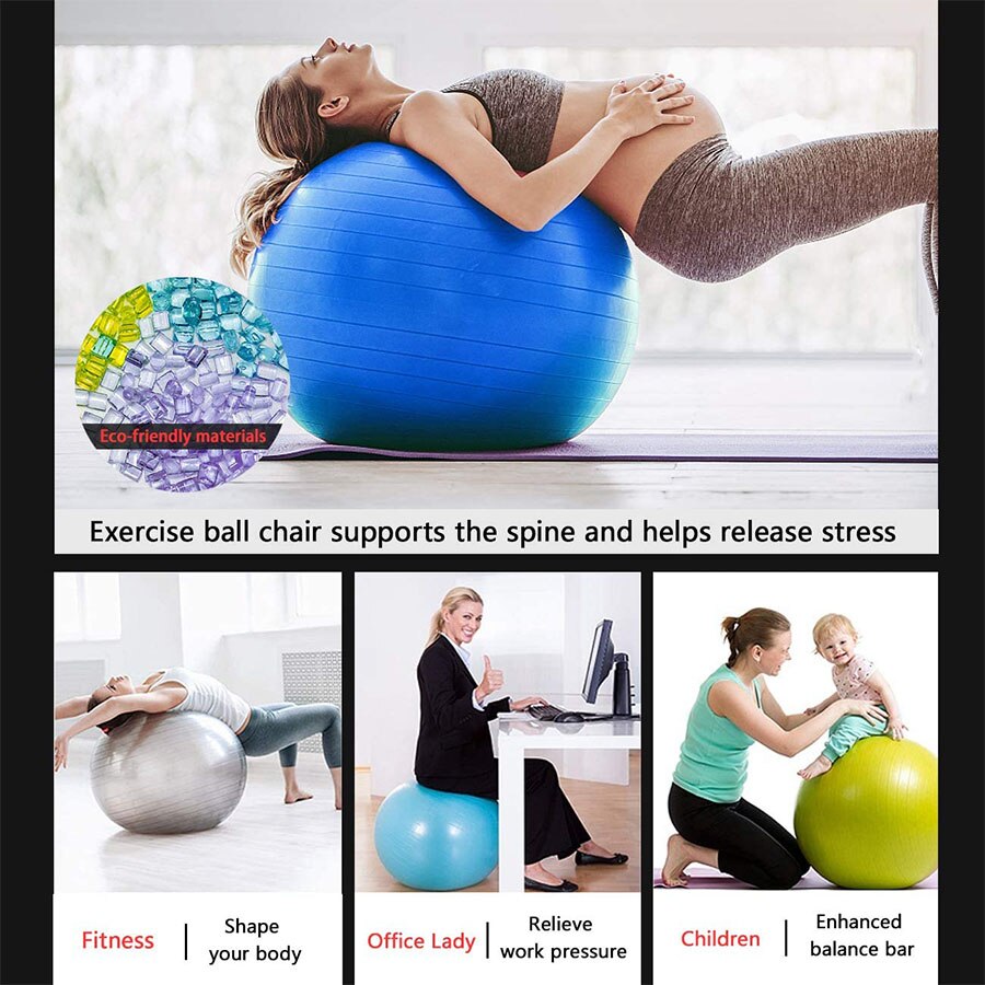 Exercise Ball 45-85cm Yoga Ball Chair Pump Stabili... – Grandado