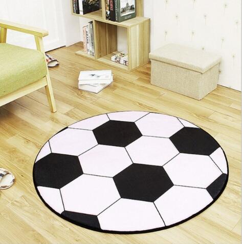 Black White Football Round Carpet Children Room Ar... – Grandado