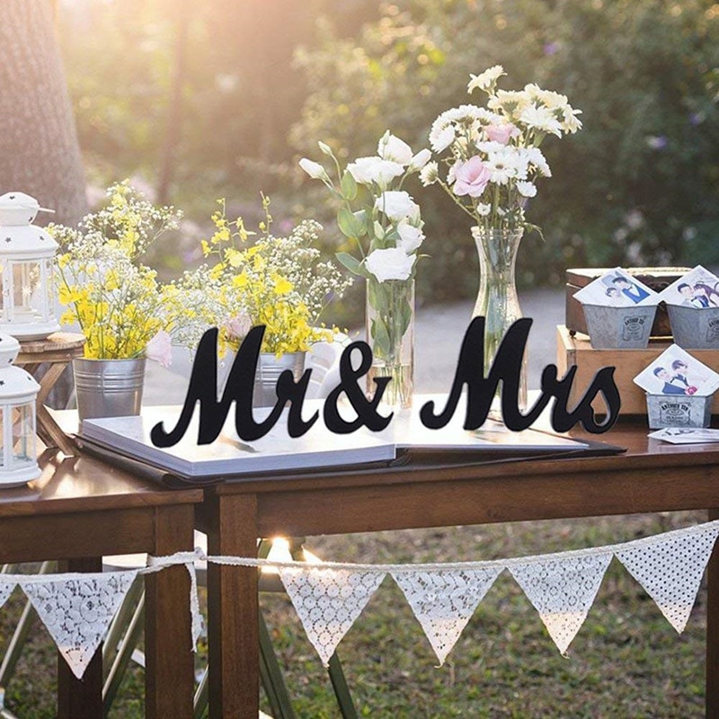 Mr and Mrs Sign Wedding Sweetheart Table Decoratio... – Vicedeal