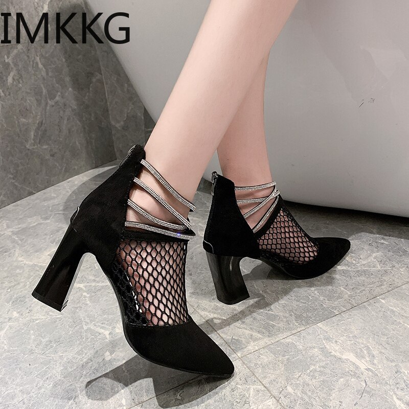 Classic Black Air Mesh Boots Women Summer square h... – Grandado