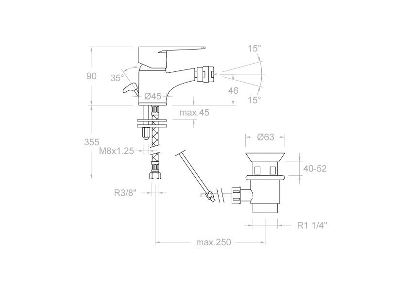 Ramon Soler 1803 Va Titanium Bidet Tap Met Afvoer – Grandado