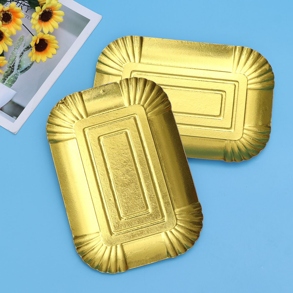 10pcs Rectangle Food Tray Plain Paper Tray for BBQ... – Vicedeal