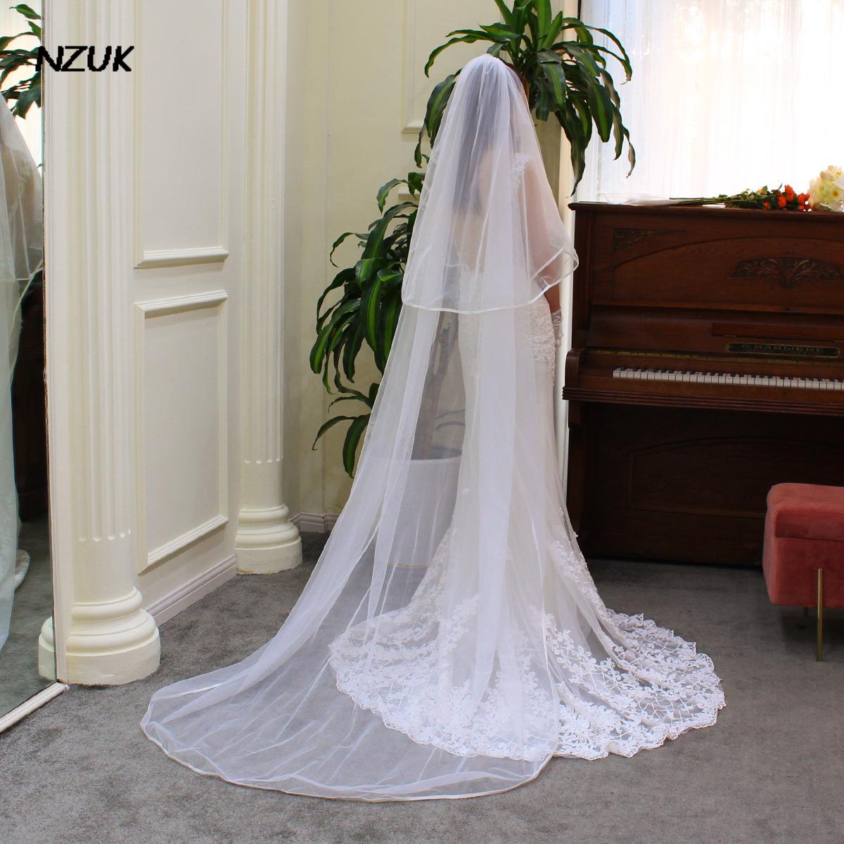 NZUK Satin Edge Wedding Veil 2T Cover Face Bridal ... – Grandado