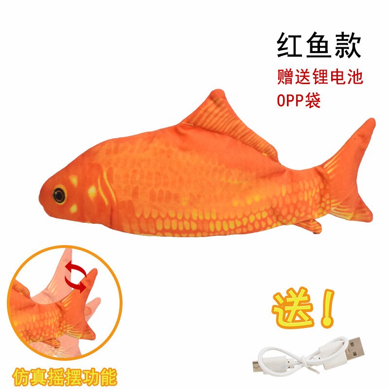 Electric Moving Fish Cat Toy, Realistic Plush Simu... – Grandado