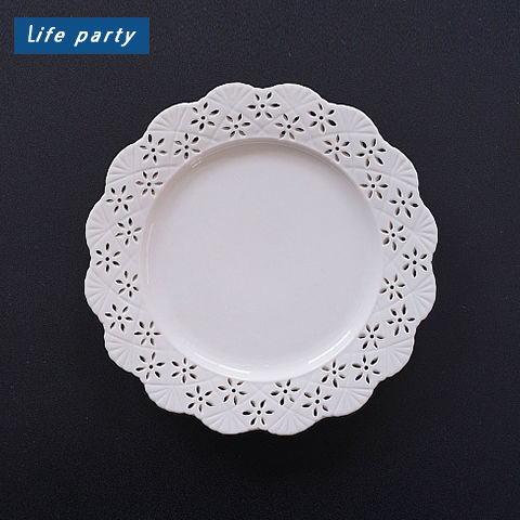 Nordic Embossed Hollow Plate Palace Flat Plate Hig... – Grandado