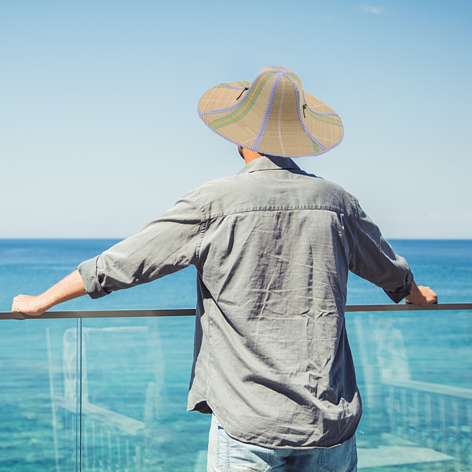 Summer Straw Wide Brim Hat Fisherman Sun Hat Ratta... – Grandado