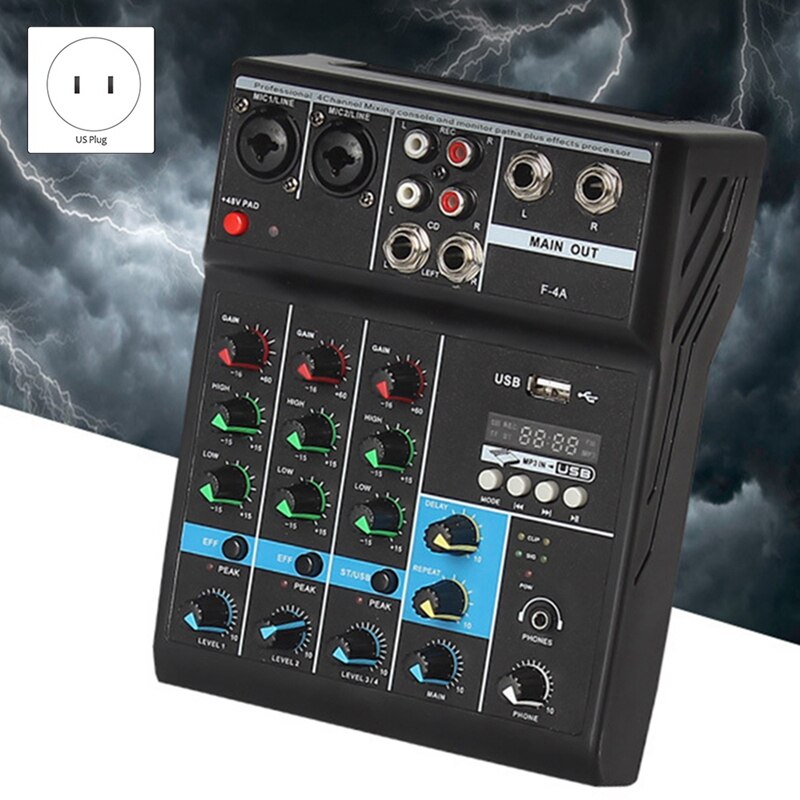 4 Channel Bluetooth Mixer DJ Audio Mixer Small USB... – Grandado