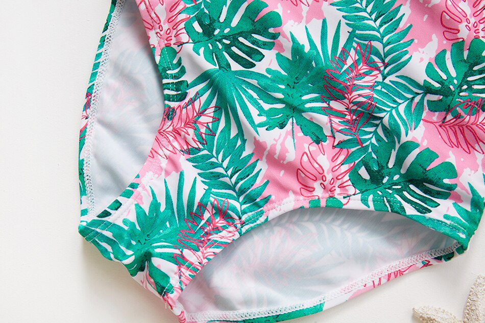 7-14Years Girls ONE-PIECE Leaves Printed Swimwear ... – Grandado