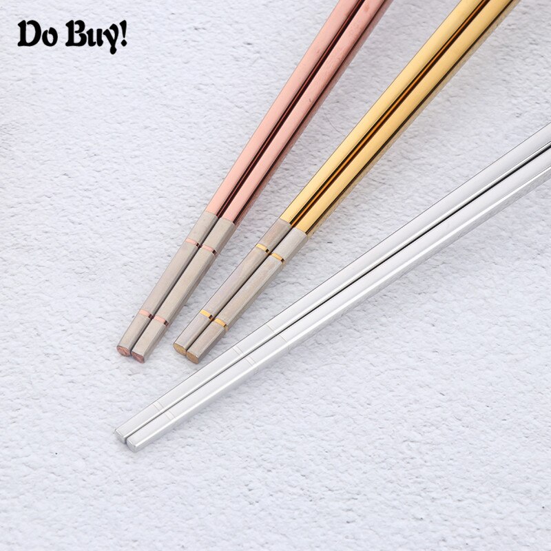 1 Pair Square Chopsticks Stainless Steel Non-Slip ... – Vicedeal