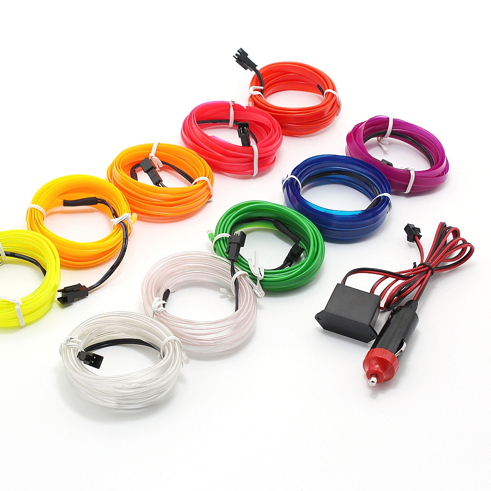 1 m 2 m Flexible Neon EL Draht Auto Lichter DC 12 ... – Vicedeal