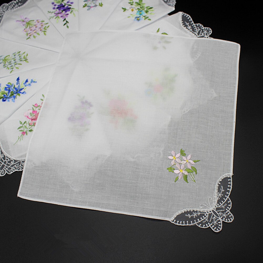 10Pcs/lot Embroidered handkerchief cotton white co... – Grandado