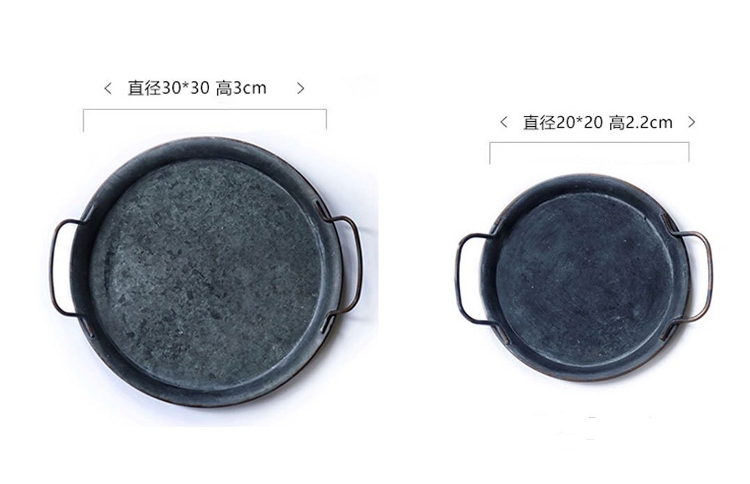 European Retro Round Iron Plate With Handles Metal... – Vicedeal