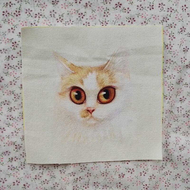 Diy 12X12Cm Kat Patroon Hand Geverfd Katoen Canvas... – Vicedeal