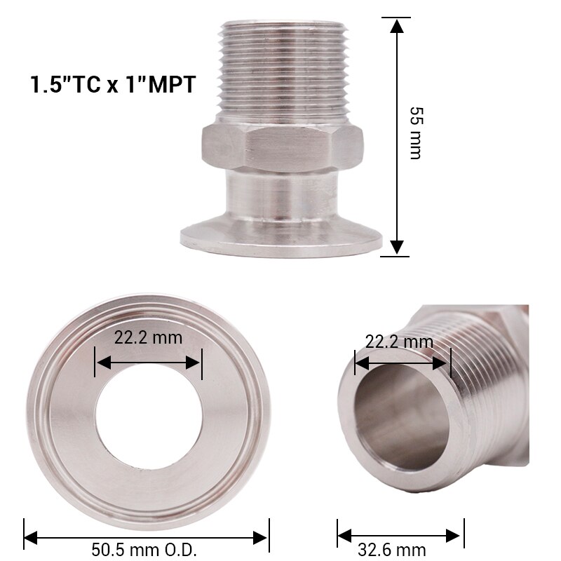 1.5" TC x 1" Male NPT, SS304, 3A Standard, Homebre... – Grandado