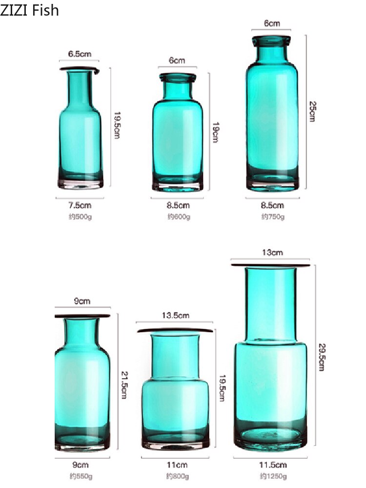 European Blue Transparent Glass Vase Art Hydroponi... – Vicedeal