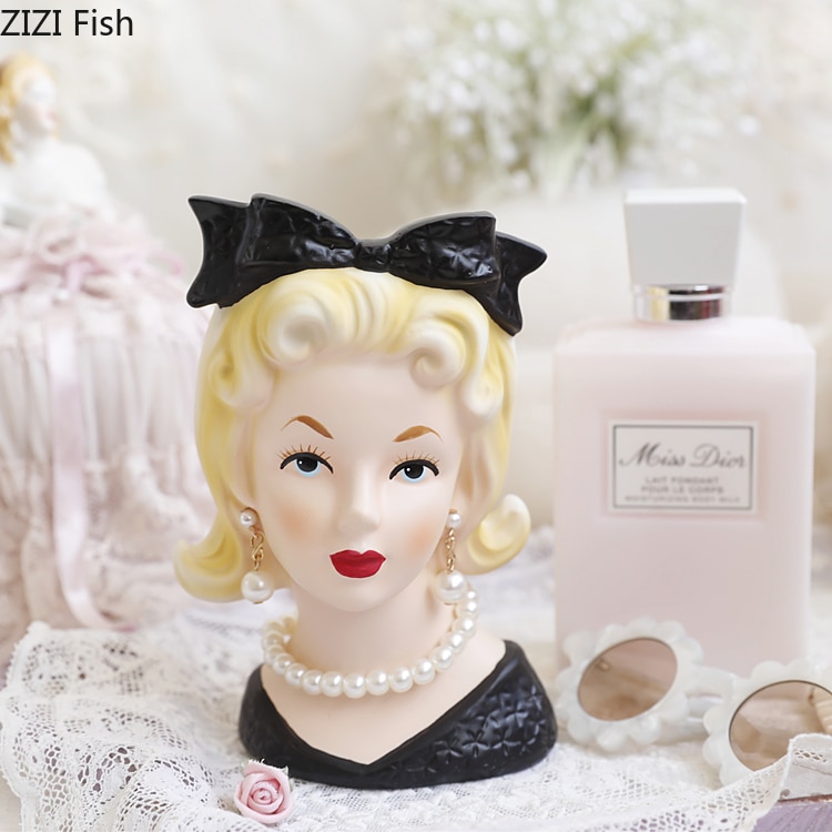 Nordic Resin pearl Human head woman Retro beauty l... – Vicedeal