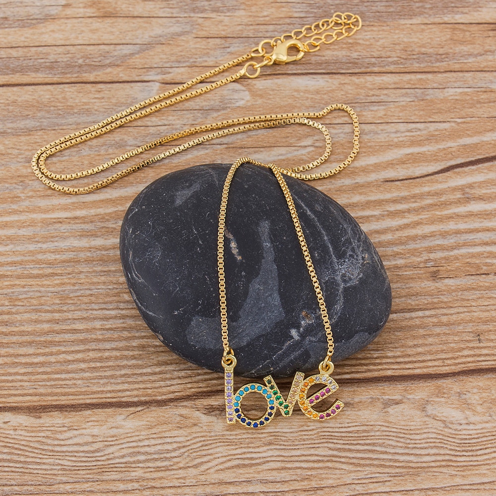 neue Liebe knapp Anhänger Halskette Gold Farbe Nam... – Grandado