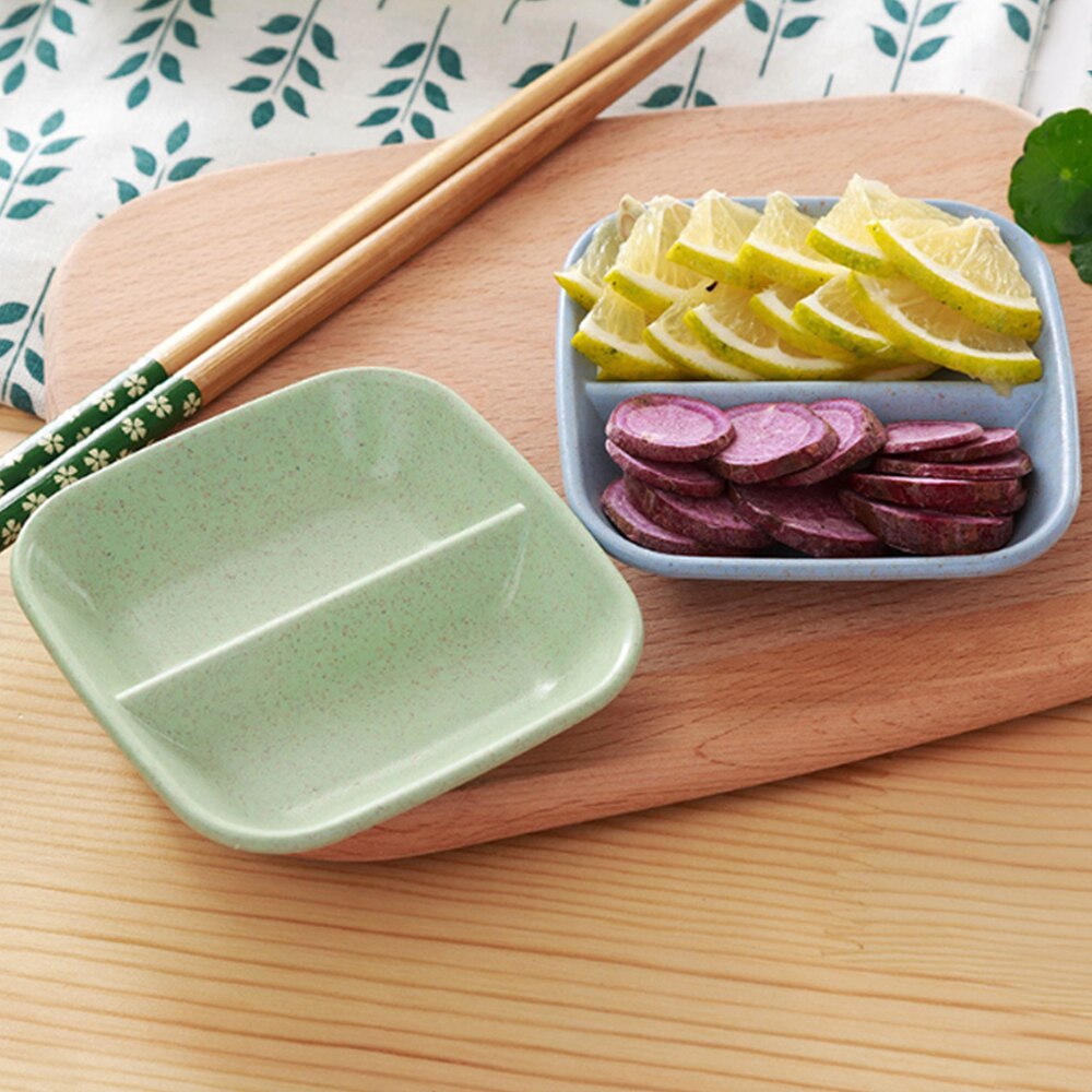 Double Grid Wheat Straw Tableware Adult Children D... – Vicedeal