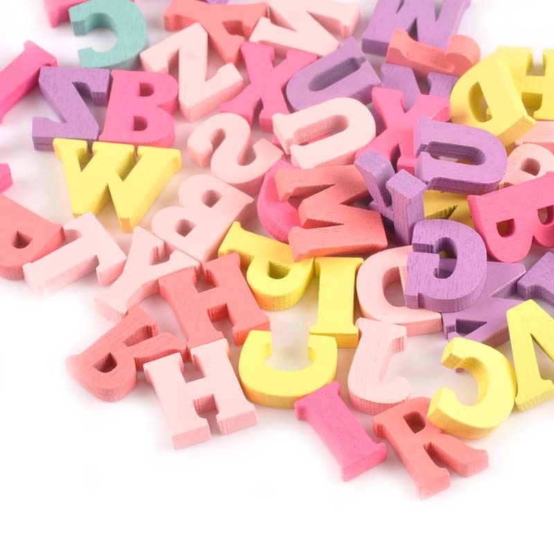 100pcs Mixed Color A-Z Letter&alphabet Wood Sl... – Grandado