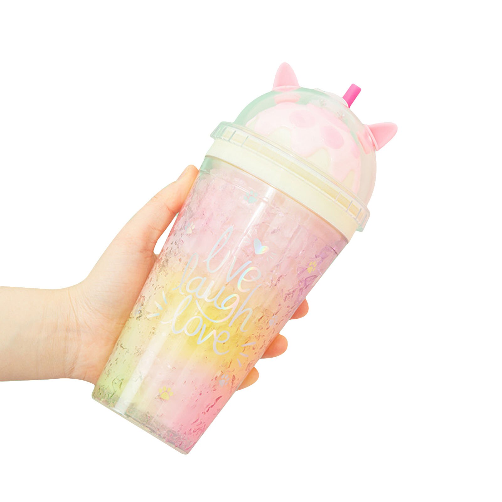 Stro Cup Met Cat Claw Vorm Heldere Gradiënt Kleure... – Grandado