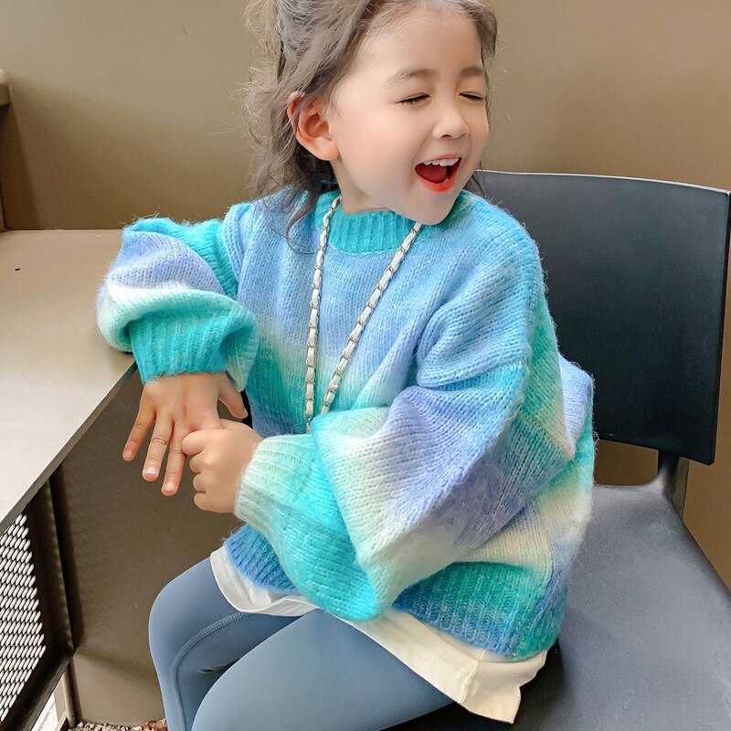 Gradient Girls Knitted Sweater Autumn Winter Coat ... – Grandado