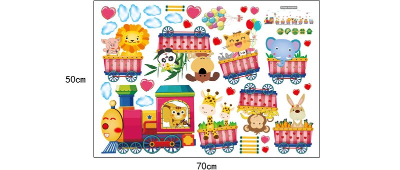 [ZOOYOO] cartoon dier trein muurstickers voor kind... – Vicedeal