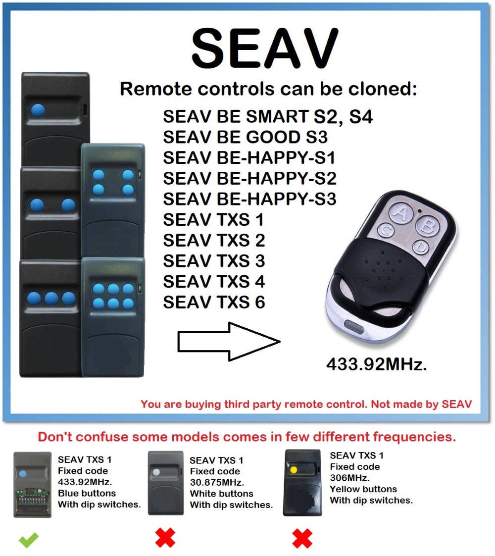 SEAV TXS 1, 2, 3, 4, 6 Remote Control Duplicator 4... – Vicedeal