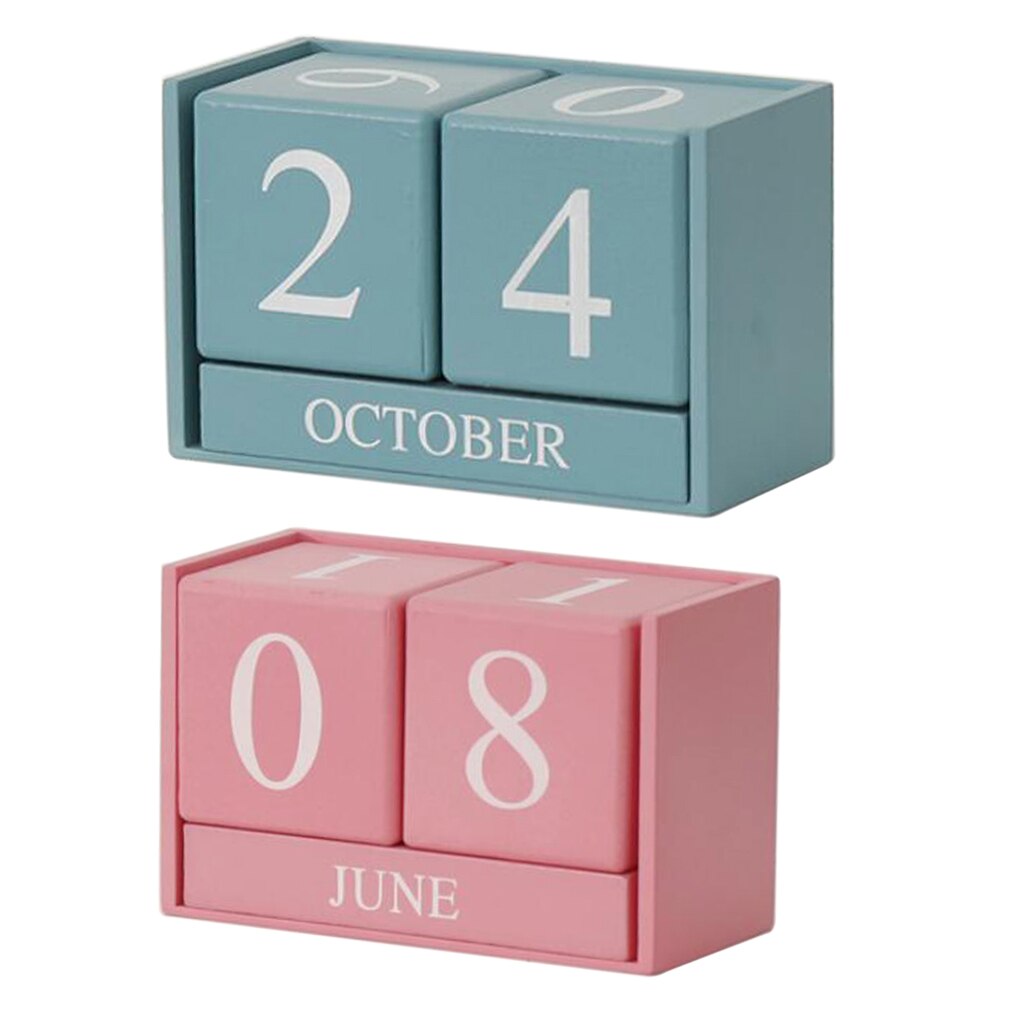 Wooden Perpetual Calendar Desktop Block Wood Calen... – Grandado