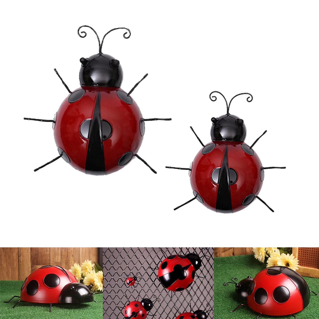 2Pcs/Set Metal Ladybug Statues for Wall Art Decor,... – Vicedeal
