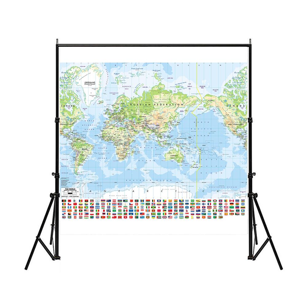 150x150cm Non-woven Spray Map Mercator Projection ... – Grandado