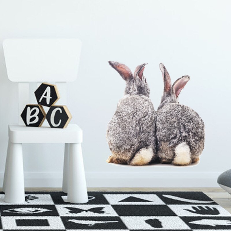 3D Two Cute Rabbits Wall Sticker Kids Room Decorat... – Vicedeal