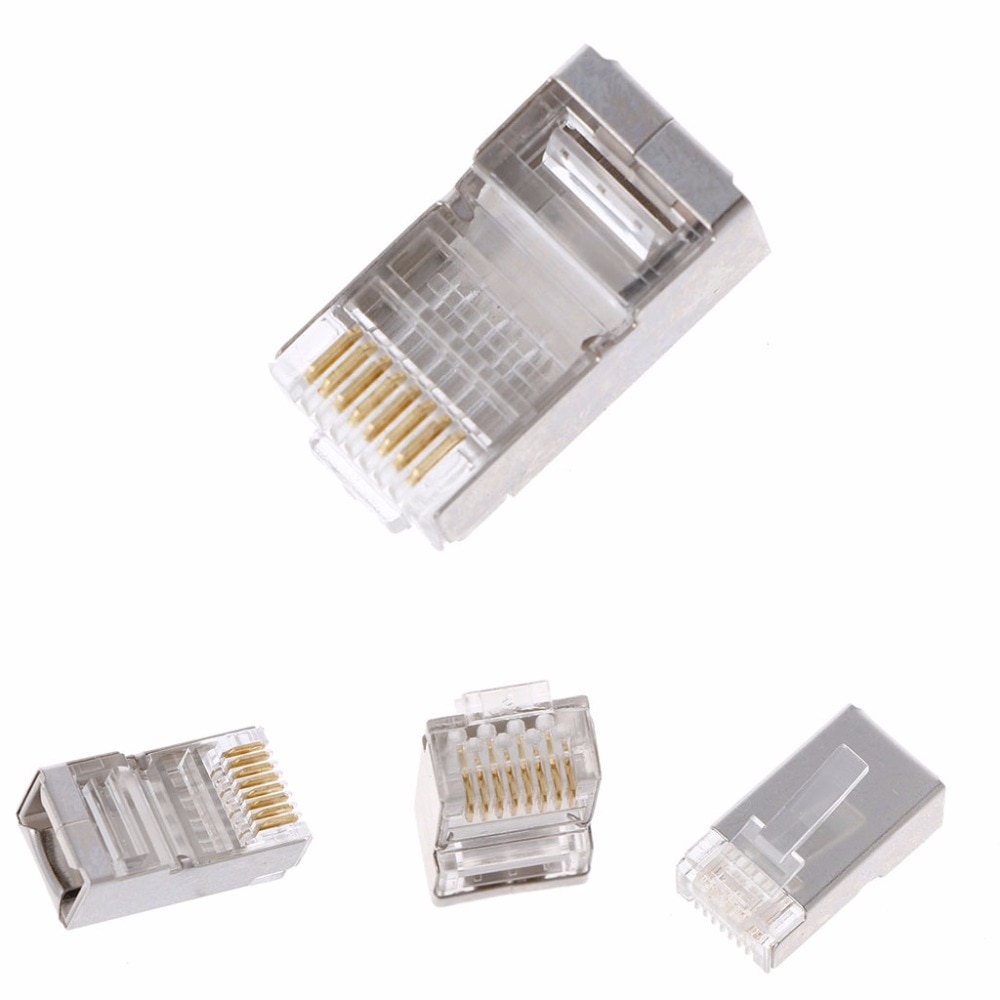 100Pcs Cat6 8-Pin RJ45 8P8C Shielded Stranded Crim... – Vicedeal