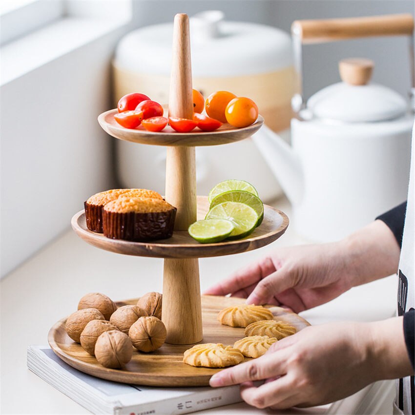 Multi-Layer Massief Houten Dessert Rack Eiken Acac... – Grandado