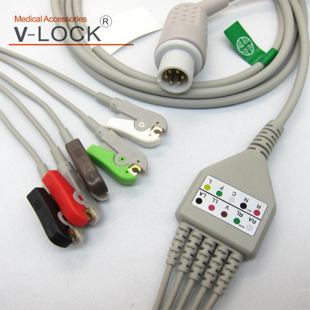 Een Stuk Ecg-kabel Met 5Leads, Snap Voor China M &... – Vicedeal